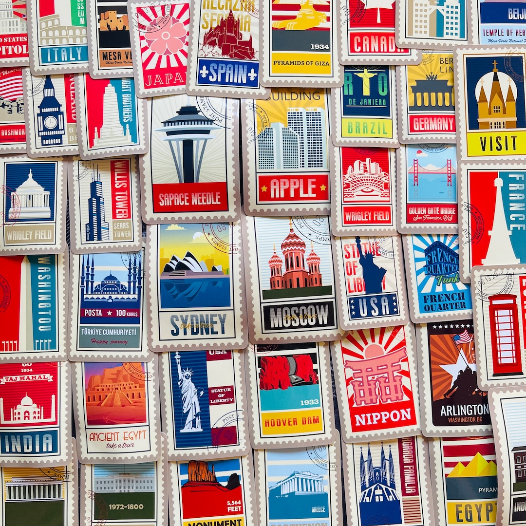 25/50 Vinyl Travel Stickers, Die Cut Decal Set, Waterproof Reusable ...