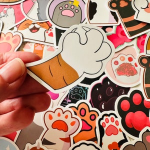 30/60 Vinyl Cat Paw Print Stickers, Die Cut Decal Set, Waterproof ...