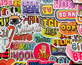 25/50/100 Colourful Vinyl Stickers, Die Cut Decal Set, Waterproof ...