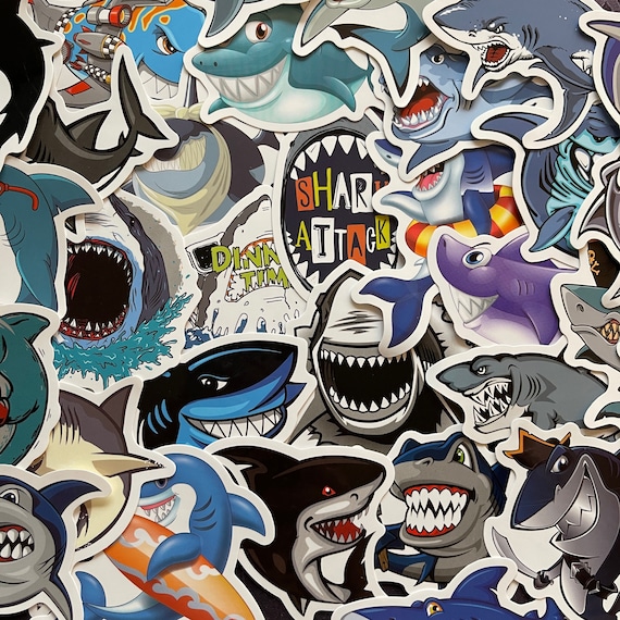 25/50 Vinyl Shark Attack Stickers Die Cut Decal Set | Etsy