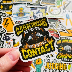 25/50 Vinyl Electrician Stickers, Die Cut Decal Set, Waterproof ...