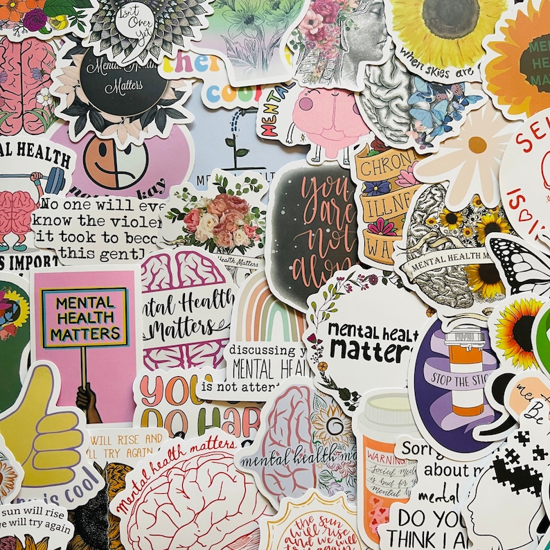 25/50 Vinyl Mental Health Stickers, Die Cut Decal Set, Waterproof ...