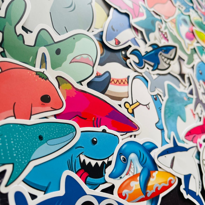 25/50 Vinyl Shark Attack Stickers Die Cut Decal Set - Etsy