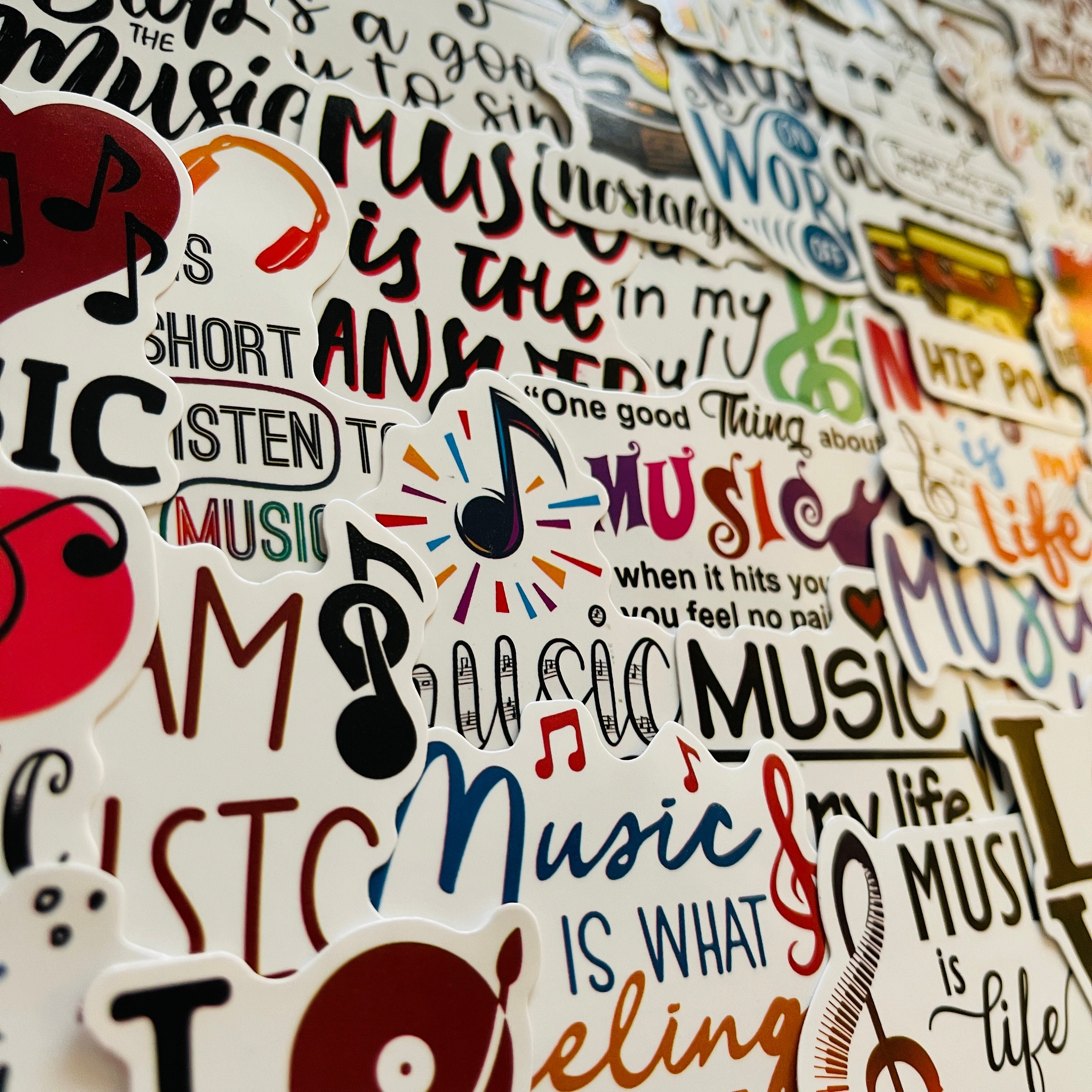25/50 Vinyl Music Theme Stickers, Die Cut Decal Set, Waterproof ...