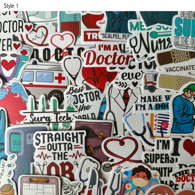 25/50 Vinyl Doctor Stickers, Durable Die Cut Decal Set, Waterproof ...