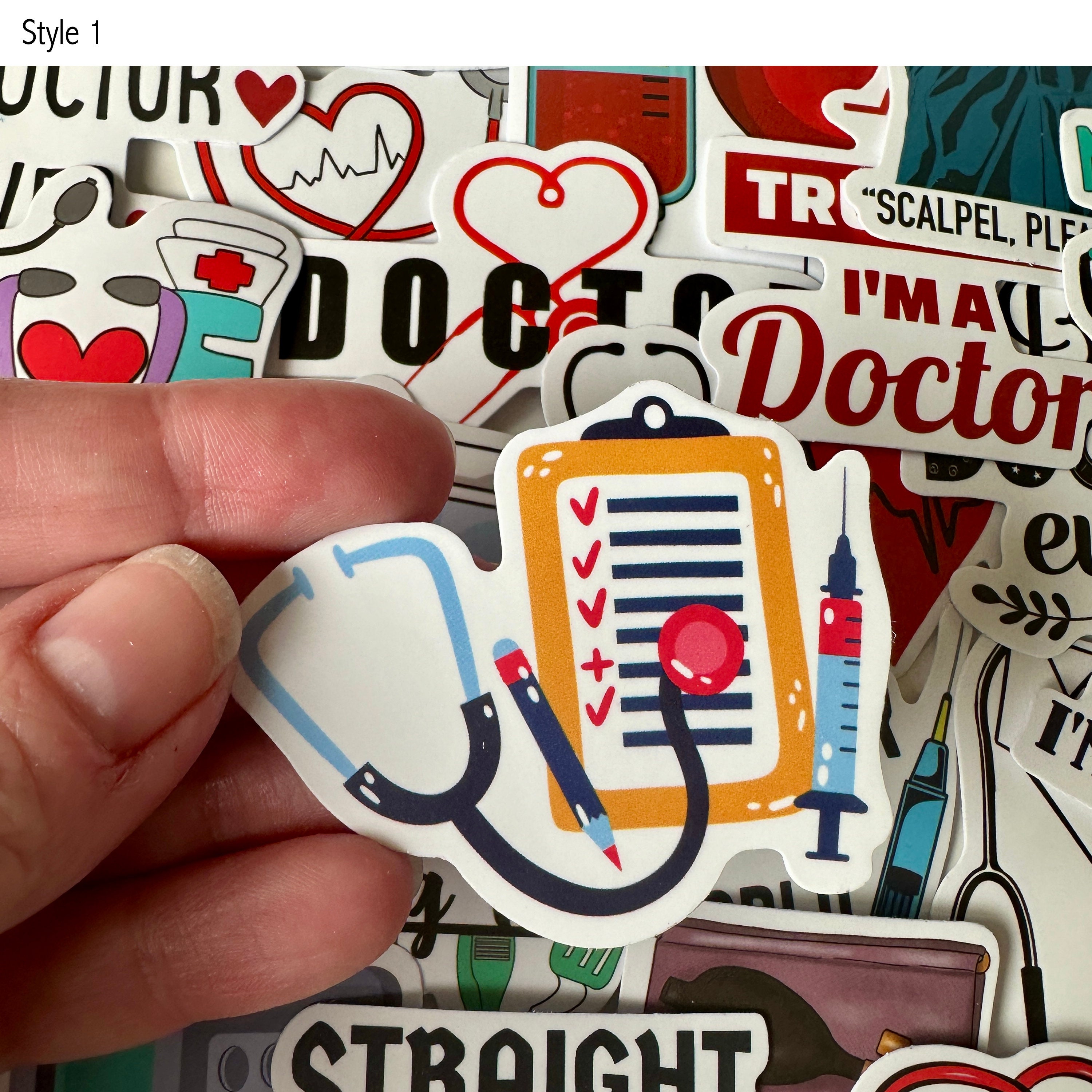 25/50 Vinyl Doctor Stickers, Durable Die Cut Decal Set, Waterproof ...