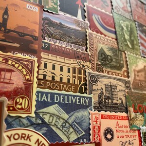 25/50 Vinyl Vintage Postage Stamp Stickers, Decal Set, Waterproof ...