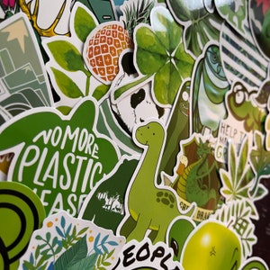 25/50 Vinyl Green Theme Stickers, Die Cut Decal Set, Waterproof ...