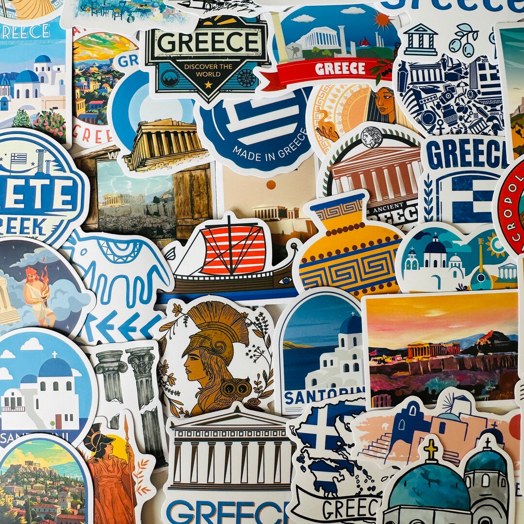 25/50 Vinyl Greece Stickers, Die Cut Decal Set, Waterproof Reusable ...
