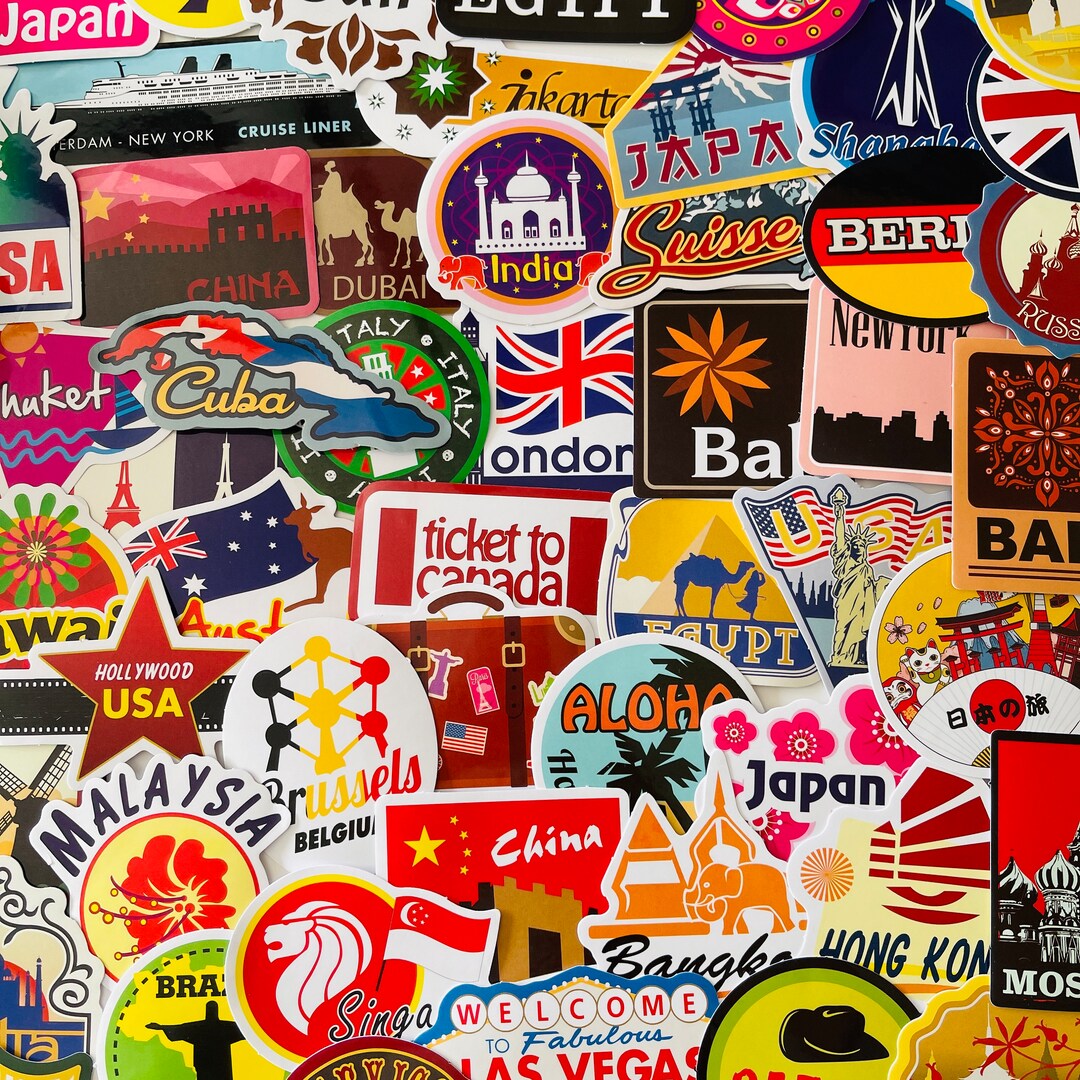25/50 Vinyl Travel Stickers, Die Cut Decal Set, Waterproof Reusable ...