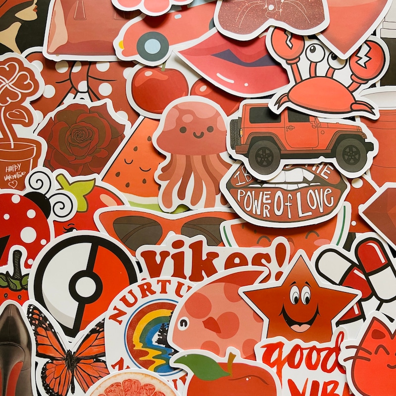 Red Stickers - Etsy