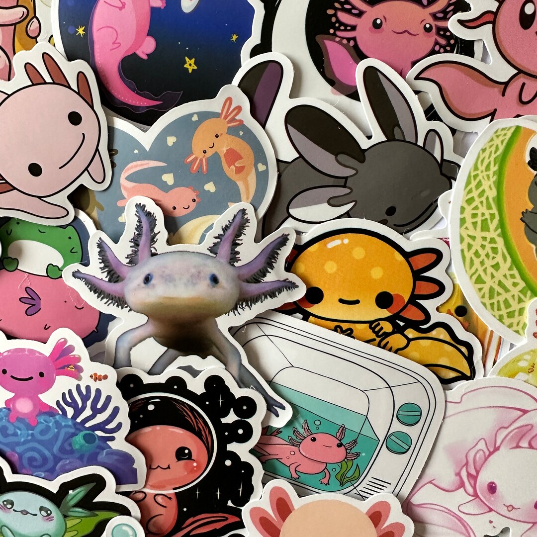 25/50 Vinyl Axolotl Stickers, Die Cut Decal Set, Waterproof Reusable ...