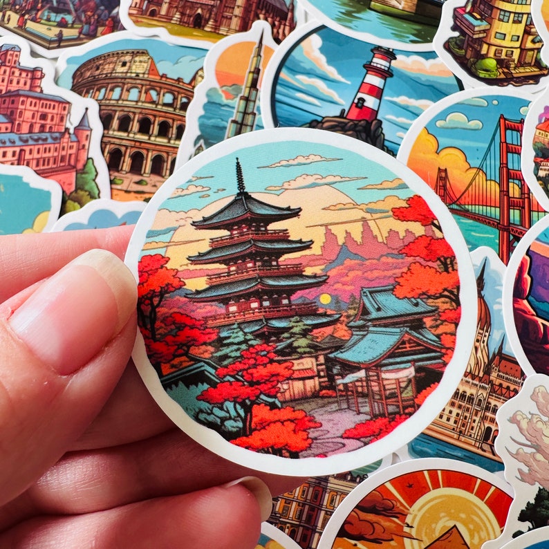 25/50 Vinyl Travel Stickers, Die Cut Decal Set, Waterproof Reusable ...
