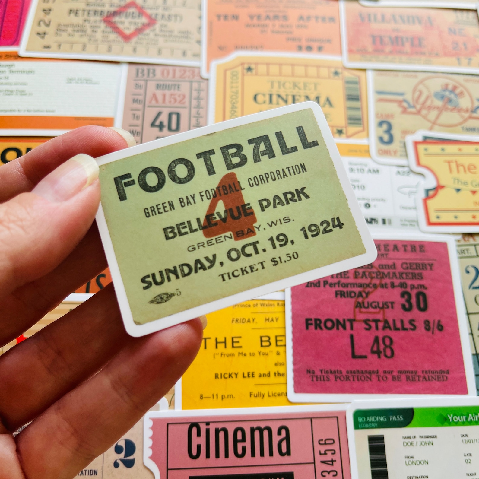25/50 Vinyl Vintage Ticket Stickers, Die Cut Decal Set, Waterproof ...
