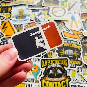 25/50 Vinyl Electrician Stickers, Die Cut Decal Set, Waterproof ...