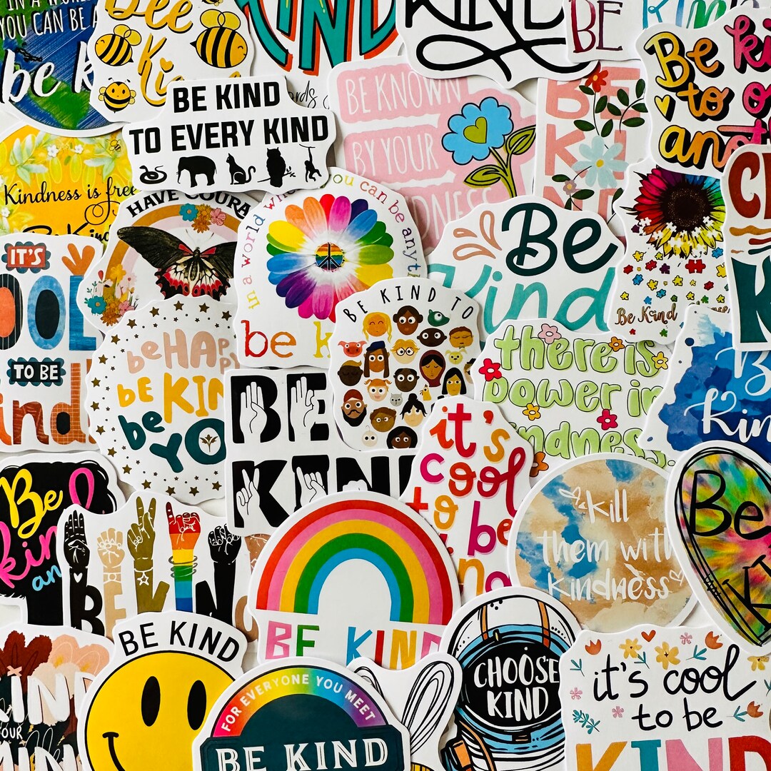 25/50 Vinyl Be Kind Stickers, Die Cut Decal Set, Waterproof Reusable ...
