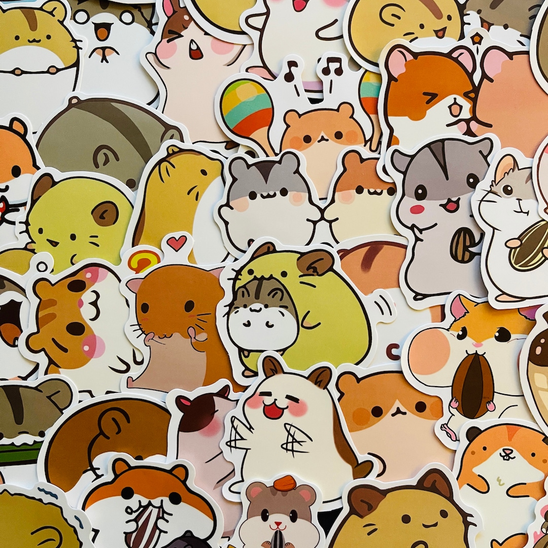 25/50 Vinyl Hamster Stickers, Die Cut Decal Set, Waterproof Reusable ...