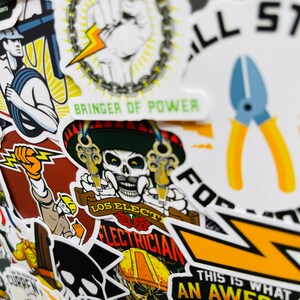 25/50 Vinyl Electrician Stickers, Die Cut Decal Set, Waterproof ...