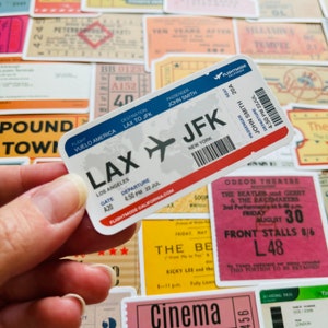 25/50 Vinyl Vintage Ticket Stickers, Die Cut Decal Set, Waterproof ...