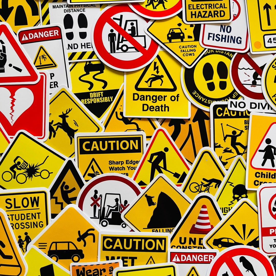 25/50 Vinyl Warning Sign Stickers, Die Cut Decal Set, Waterproof ...