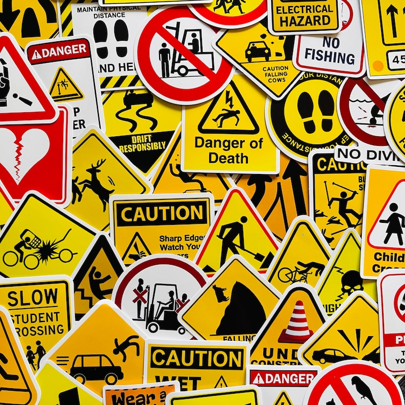 25/50 Vinyl Warning Sign Stickers Die Cut Decal Set - Etsy