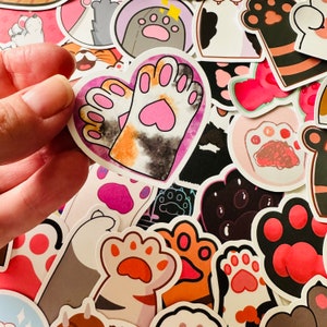 30/60 Vinyl Cat Paw Print Stickers, Die Cut Decal Set, Waterproof ...