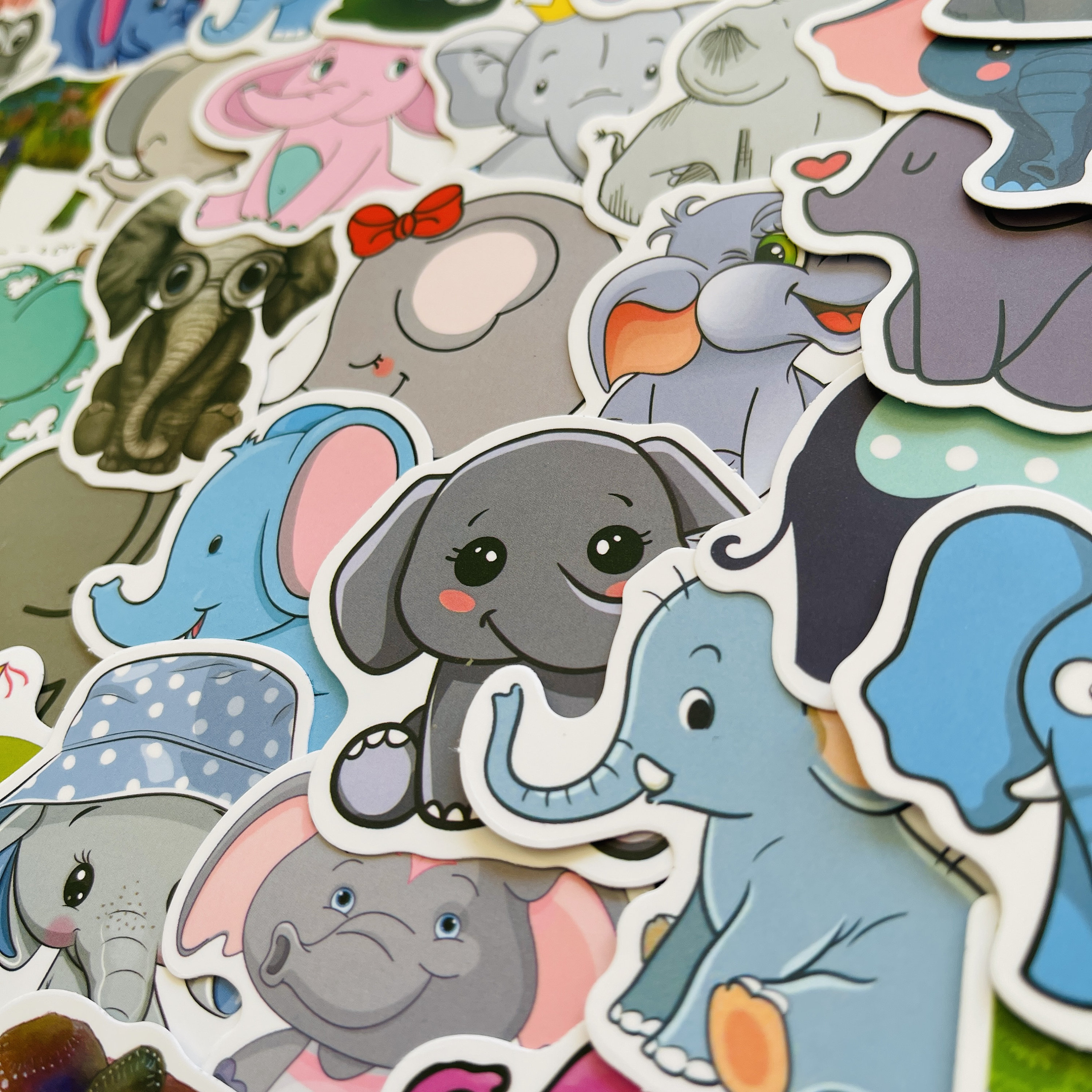 25/50 Vinyl Elephant Stickers, Die Cut Decal Set, Waterproof Reusable ...