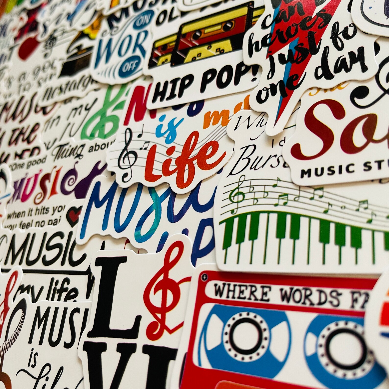 25/50 Vinyl Music Theme Stickers, Die Cut Decal Set, Waterproof ...