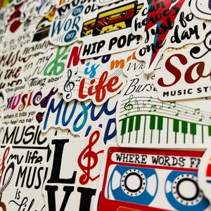 25/50 Vinyl Music Theme Stickers, Die Cut Decal Set, Waterproof ...