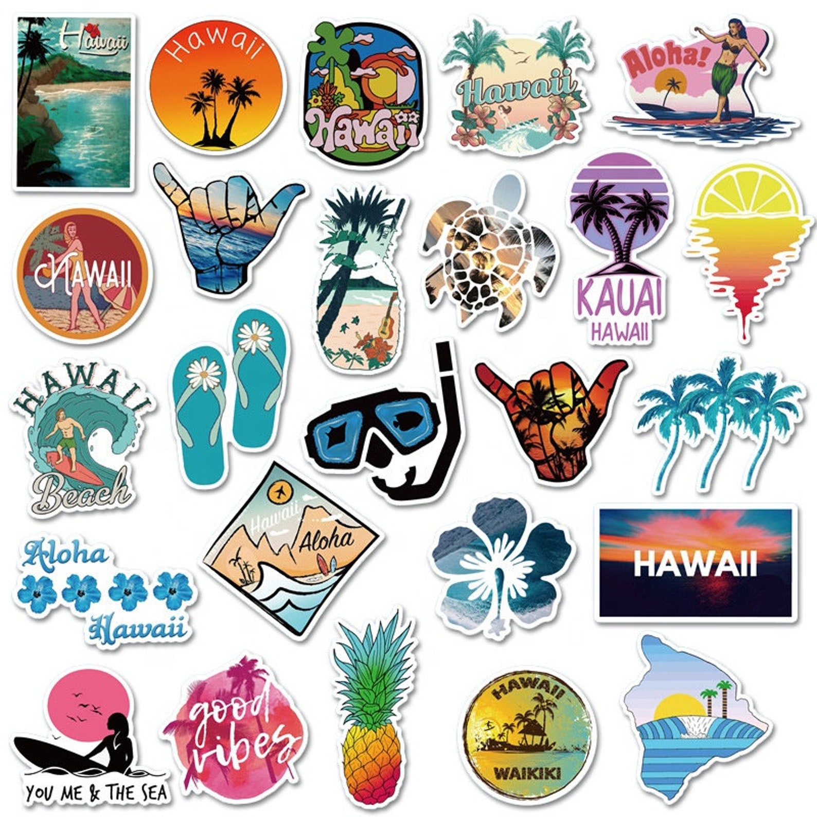 25/50 Vinyl Hawaii Stickers Die Cut Decal Set Waterproof | Etsy