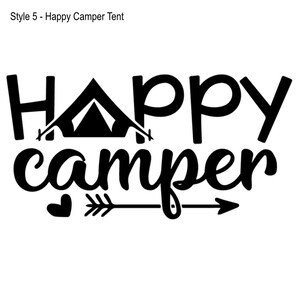 8" Vinyl Happy Camping Car Sticker, Camper Van RV Bumper Caravan ...