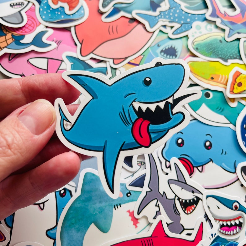 25/50 Vinyl Shark Attack Stickers Die Cut Decal Set - Etsy