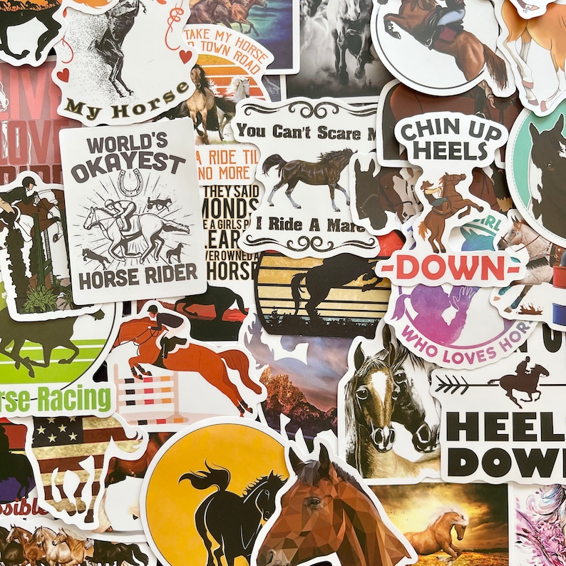 25/50/100 Horse Theme Vinyl Stickers Die Cut Decal Set | Etsy