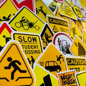 25/50 Vinyl Warning Sign Stickers, Die Cut Decal Set, Waterproof ...