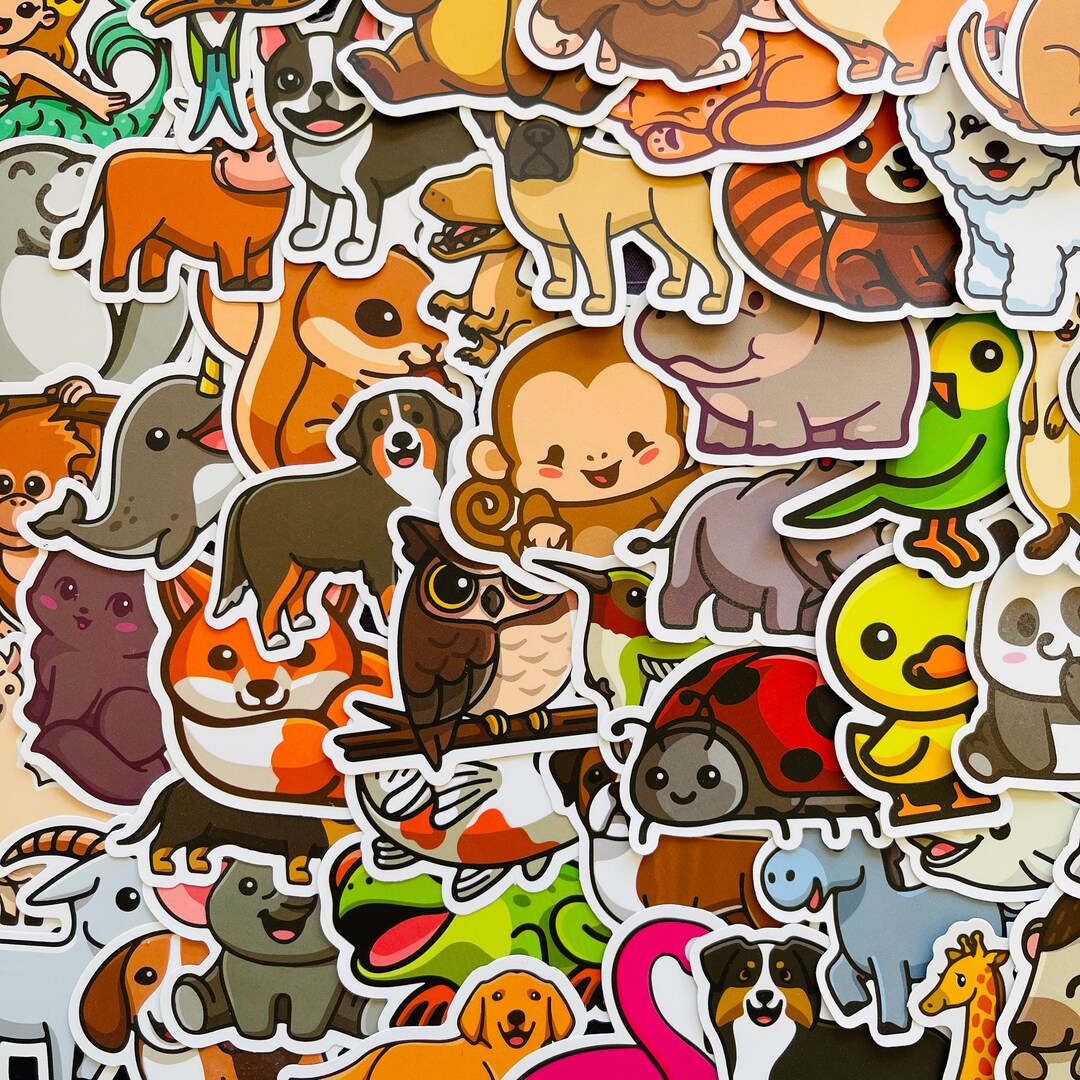 25/50 Vinyl Animal Stickers, Die Cut Decal Set, Waterproof Reusable ...