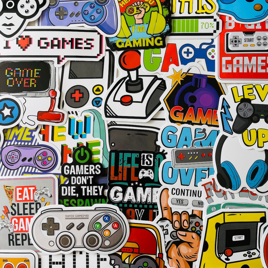 25/50 Vinyl Gamer Stickers, Die Cut Decal Set, Waterproof Reusable ...