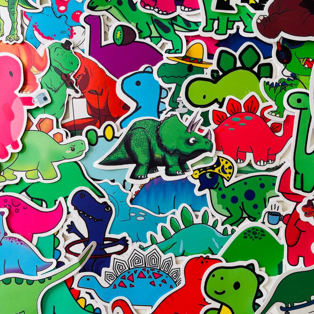 25/50 Vinyl Dinosaur Stickers, Die Cut Decal Set, Waterproof Reusable ...