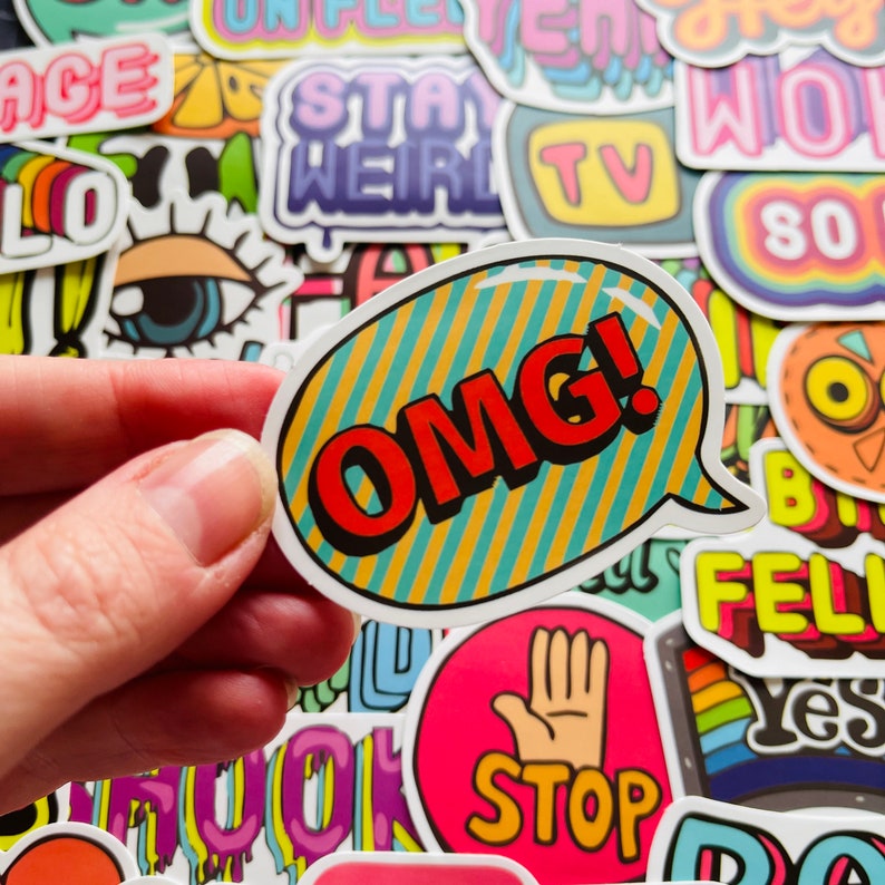 25/50 Vinyl Cool Words Stickers, Die Cut Decal Set, Waterproof Reusable ...
