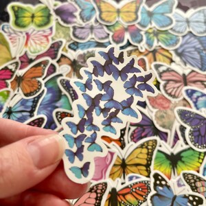 25/50 Vinyl Butterfly Stickers, Die Cut Decal Set, Waterproof Removable ...