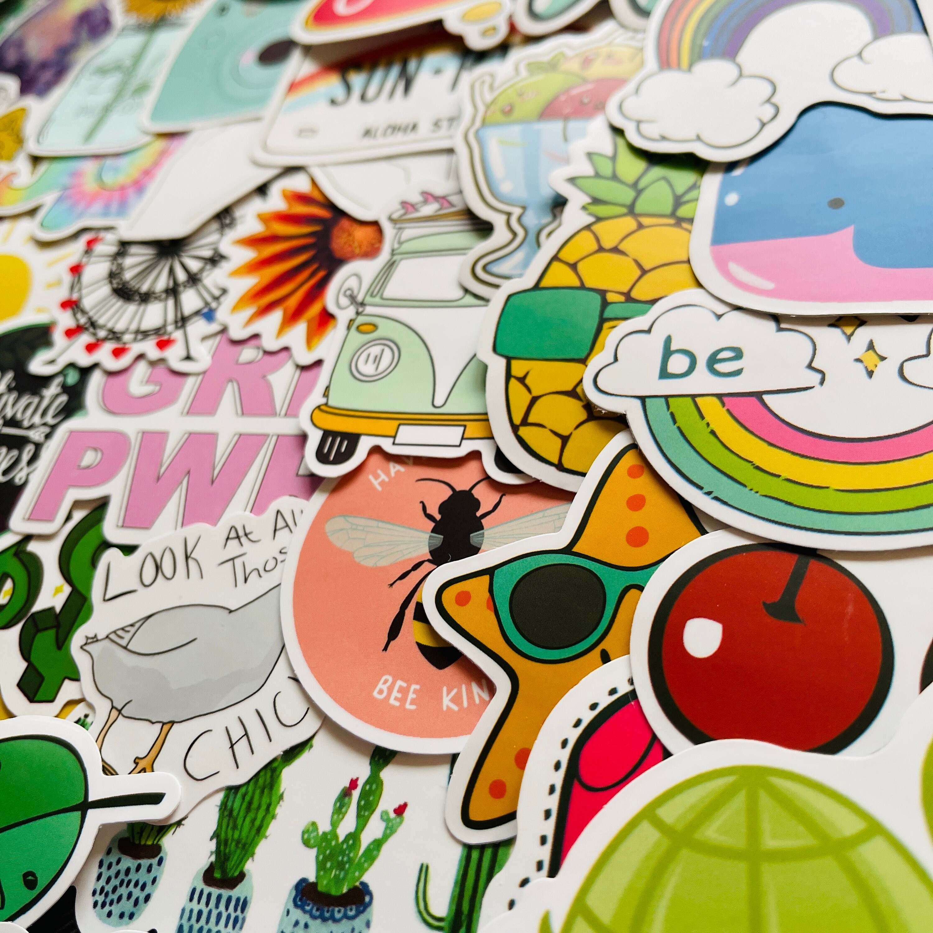 25/50/100 Colourful Vinyl Stickers, Die Cut Decal Set, Waterproof ...