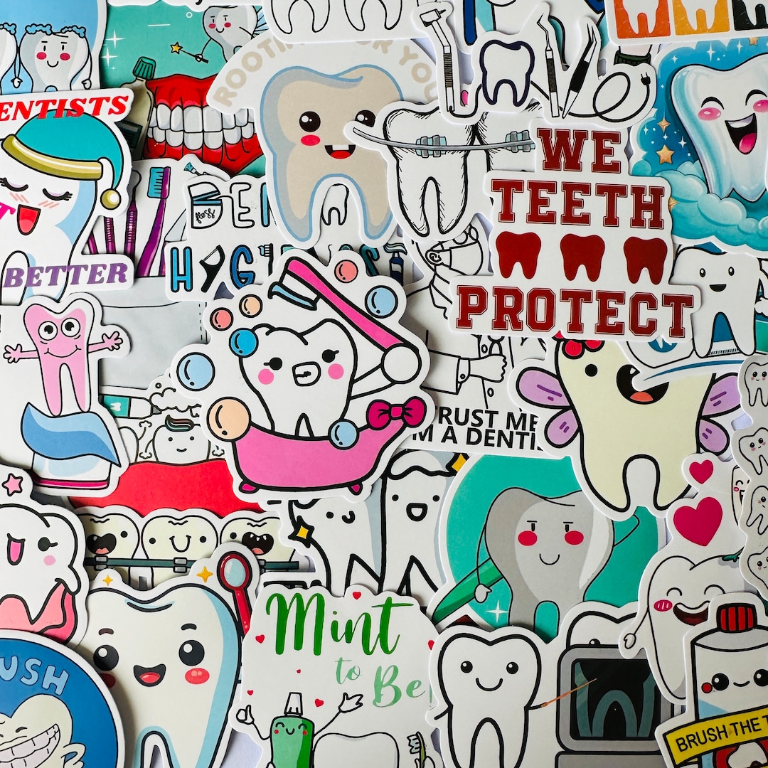 25/50 Vinyl Dentist Stickers, Die Cut Decal Set Waterproof Reusable ...