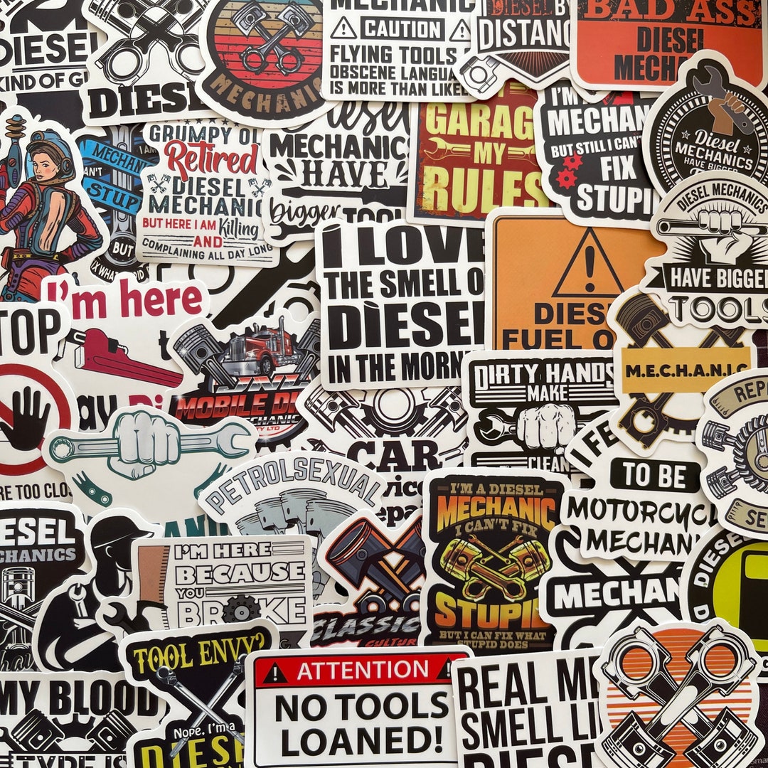 25/50 Vinyl Mechanic Stickers, Die Cut Decal Set, Waterproof Reusable ...