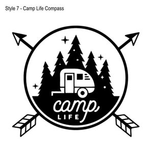 8" Vinyl Happy Camping Car Sticker, Camper Van RV Bumper Caravan ...