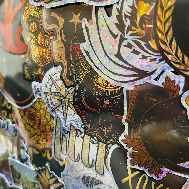 25/50 Black Gold Vinyl Stickers, Die Cut Decal Set, Waterproof Reusable ...