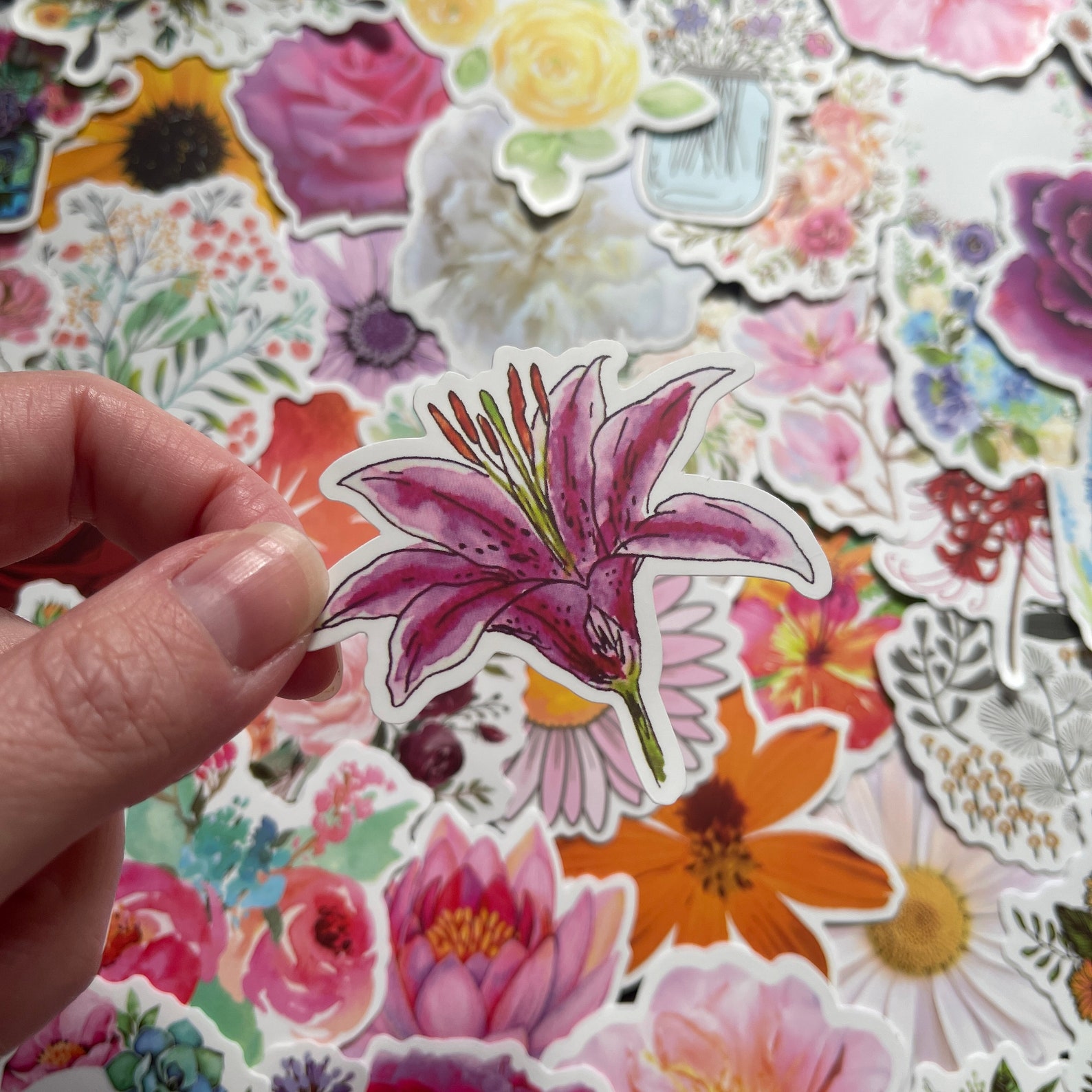 25/50 Vinyl Flower Stickers Die Cut Decal Set Waterproof | Etsy