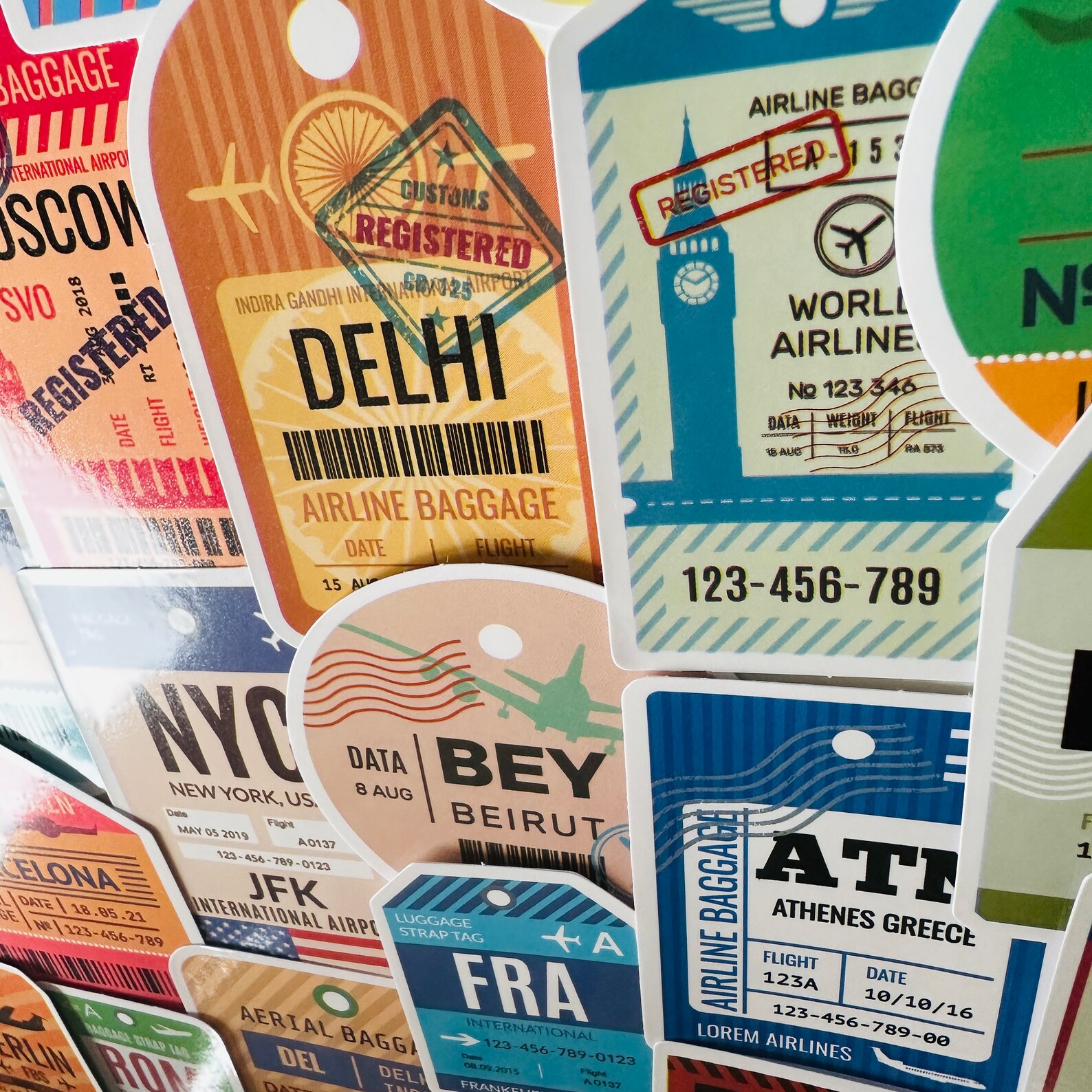 25/50 Vinyl Travel Ticket Stickers, Die Cut Decal Waterproof Reusable ...