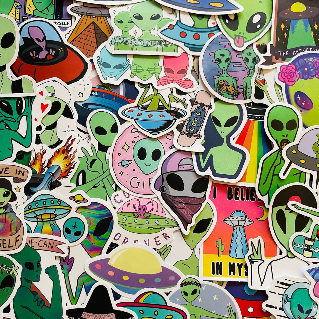 25/50 Vinyl Funny Alien Stickers, Die Cut Decal Set, Waterproof ...