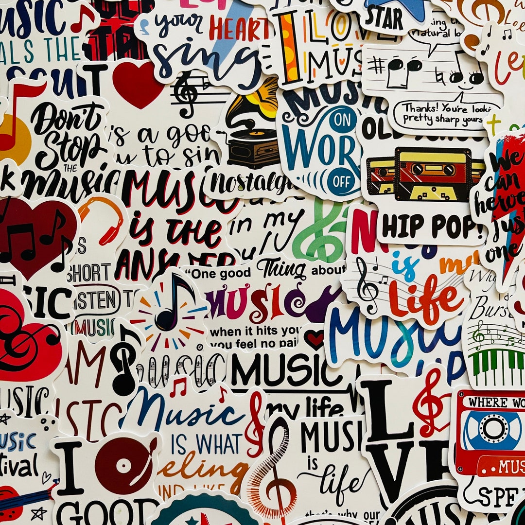 25/50 Vinyl Music Theme Stickers, Die Cut Decal Set, Waterproof ...