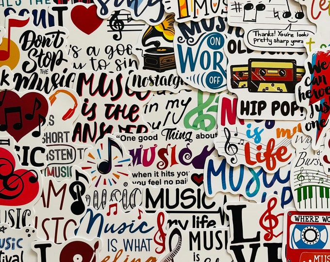 25/50 Vinyl Music Theme Stickers, Die Cut Decal Set, Waterproof ...