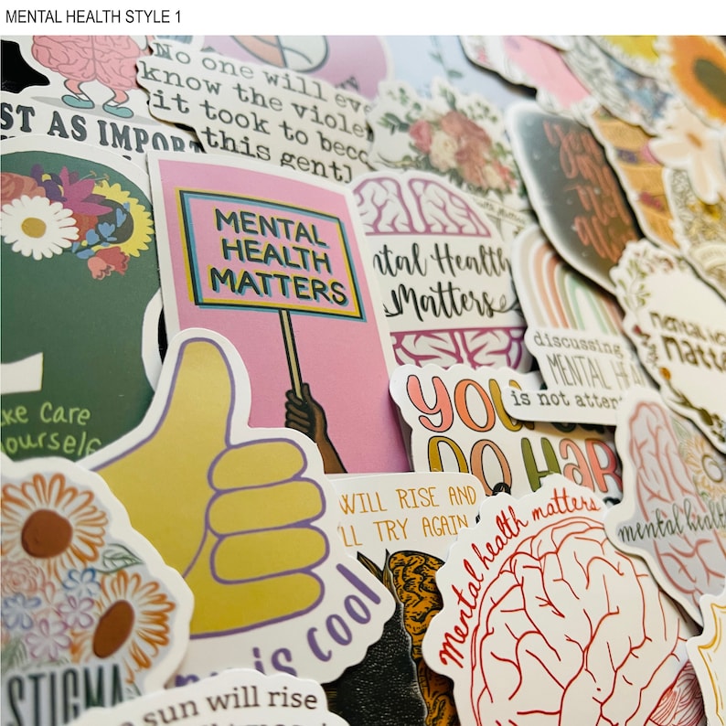 25/50 Vinyl Mental Health Stickers, Die Cut Decal Set, Waterproof ...